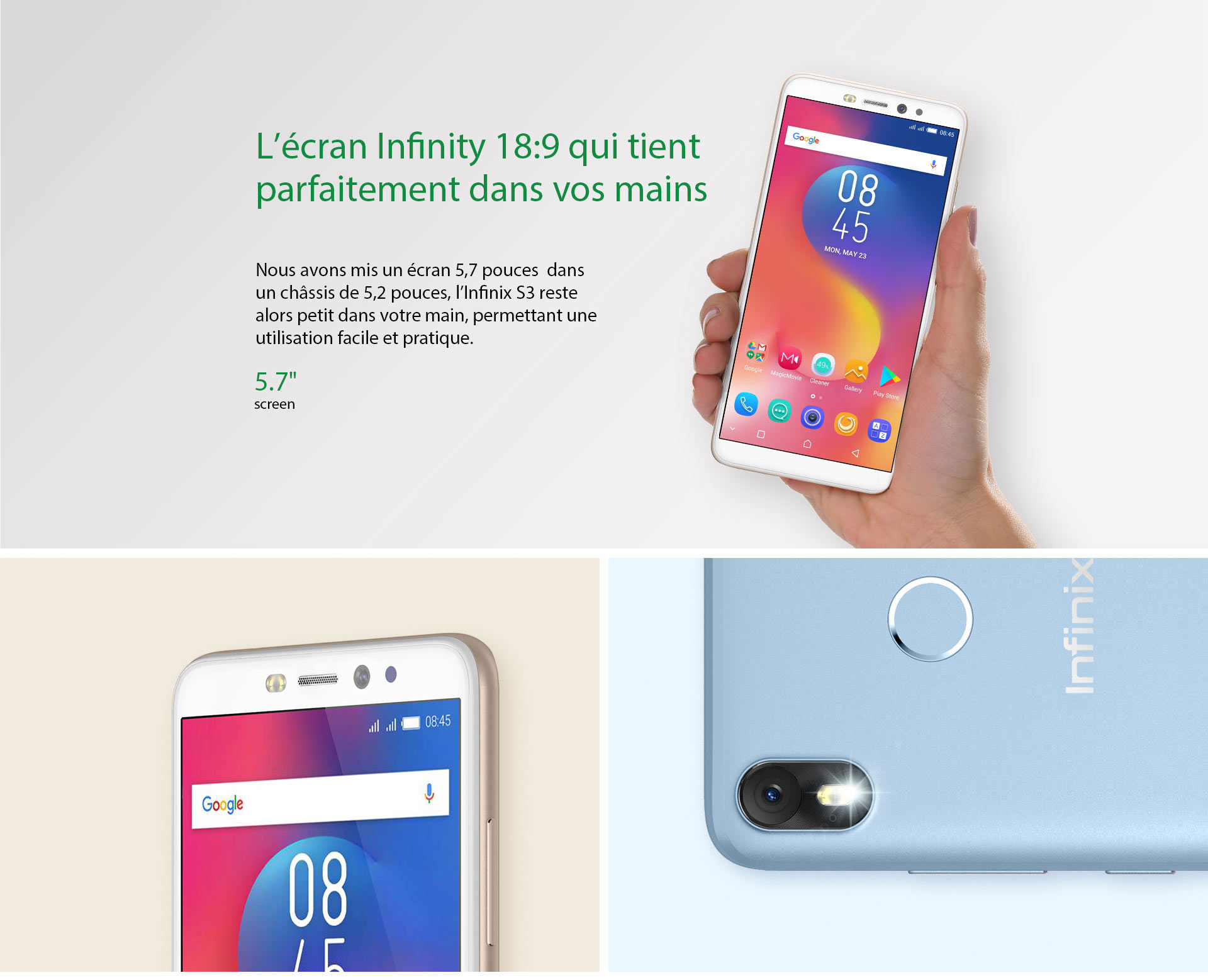 Infinix Hot S3 X573 Mémoire 32 Go Ram 3 Go 20 MP Dual sim Ecran 5.6 ...